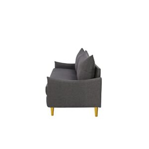 KoiHome Polyester Loveseat Curved Arms, Sleeper Two Pillows, Modern Couch with Tapered Metal Legs, Upholstered 2-Seater Sofa for Living, Bedroom,Office,Waiting Room, Dark Grey