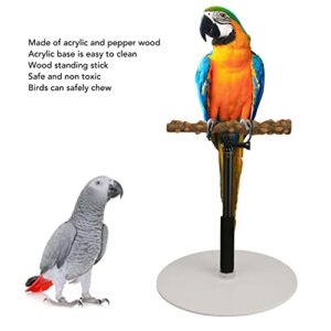 Bird Perches, 11.8in to 37in Height Adjustable Bird Wooden Branches, Acrylic and Pepper Wood Portable Detachable Parrot Play Stand, for Bird Perches Standing Sticks Exercise