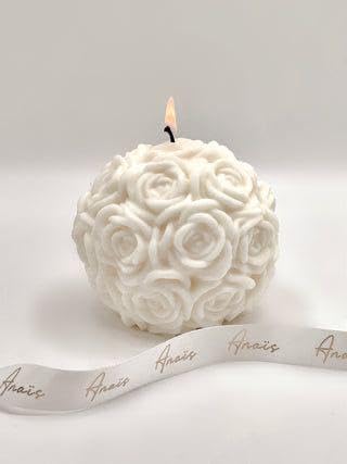 Decorative Flower Rose Scented Candle - Rose Flower Candle - Nature Soy Wax & Essential Oil Candle - Cute Fruit Candle - Home Decor - Soy Wax Candle (White)