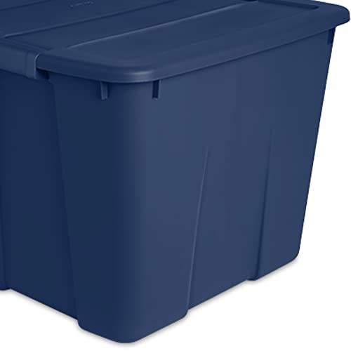 Sterilite 20 Gallon Stackable Plastic Storage Tote Container Bin with Latching Lid For Home and Garage Organization, Marine Blue (6 Pack)