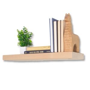 j thomas home rustic alder wood floating shelf. one 1.5 inch solid alder wood wall shelf. handmade in the usa. heavy duty easy mount hidden bracket. qty 1 (unstained, 11.25" d x 24" l)