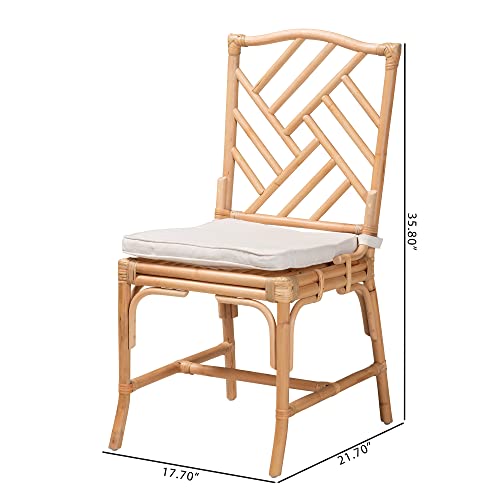 Baxton Studio Rio Dining Chair, One Size, White/Natural Brown