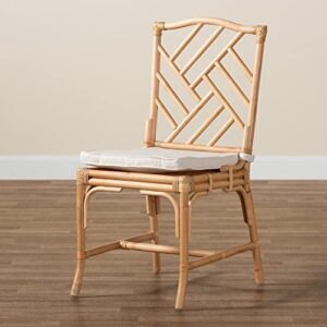 Baxton Studio Rio Dining Chair, One Size, White/Natural Brown