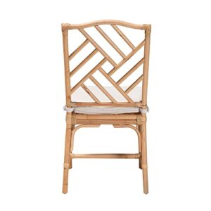 Baxton Studio Rio Dining Chair, One Size, White/Natural Brown