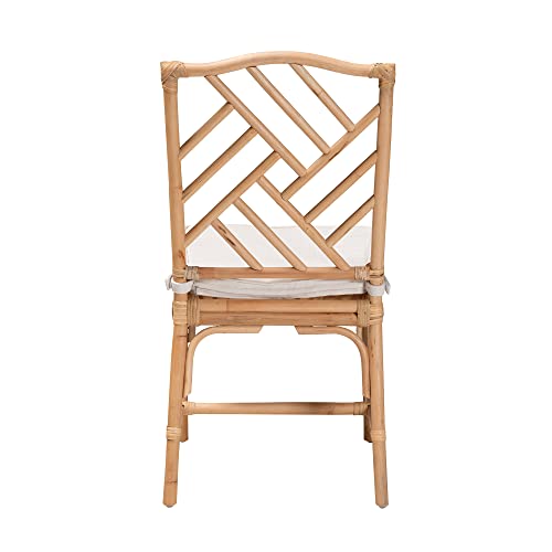 Baxton Studio Rio Dining Chair, One Size, White/Natural Brown