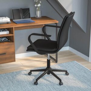 Flash Furniture James Mid-Back Designer Executive Office Chair - Black LeatherSoft Upholstery - Black Base and Arms - Height Adjustable 360° Swivel Seat