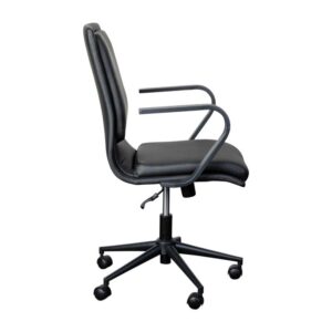 Flash Furniture James Mid-Back Designer Executive Office Chair - Black LeatherSoft Upholstery - Black Base and Arms - Height Adjustable 360° Swivel Seat