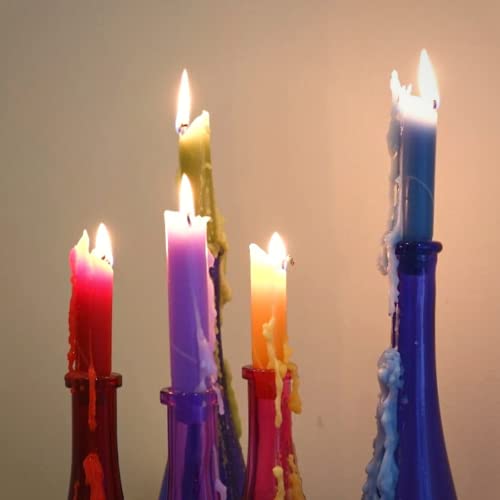 Candlestock Hippie Drippy Drip Candles - Pack of 11 Dripping Taper Candles - Wine Bottle Melting Candles (1 of Each Color)