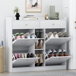 DEYAOPUPU Shoe Cabinet for Entryway,Modern Shoe Storage Cabinet,Freestanding White Shoe Rack Storage Organizer