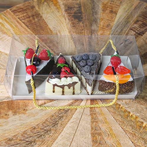 Spec101 Clear Dessert Boxes with Handles - 10.8x4.3x3.7in Small Cake Boxes 10pk Clear Gift Boxes for Bakery and Favors