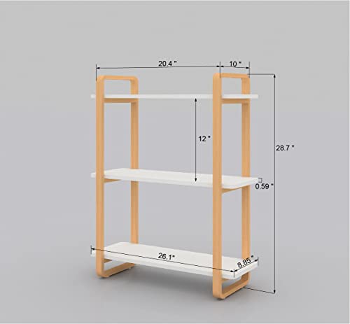 RELAHOGAR 3 Tier Solid Wood Bookshelf,Wall Mount Bathroom Towel Rack,Kitchen Organizer Shelf,Use in Living Room,Office,Kitchen,Bedroom