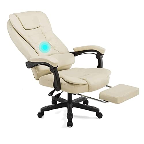 WYKDD High-Back Leather Executive Office/Computer Chair with Arms - Ergonomic Swivel Chair (Color : Black)