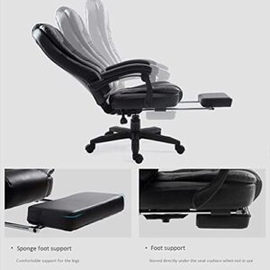 WYKDD High-Back Leather Executive Office/Computer Chair with Arms - Ergonomic Swivel Chair (Color : Black)