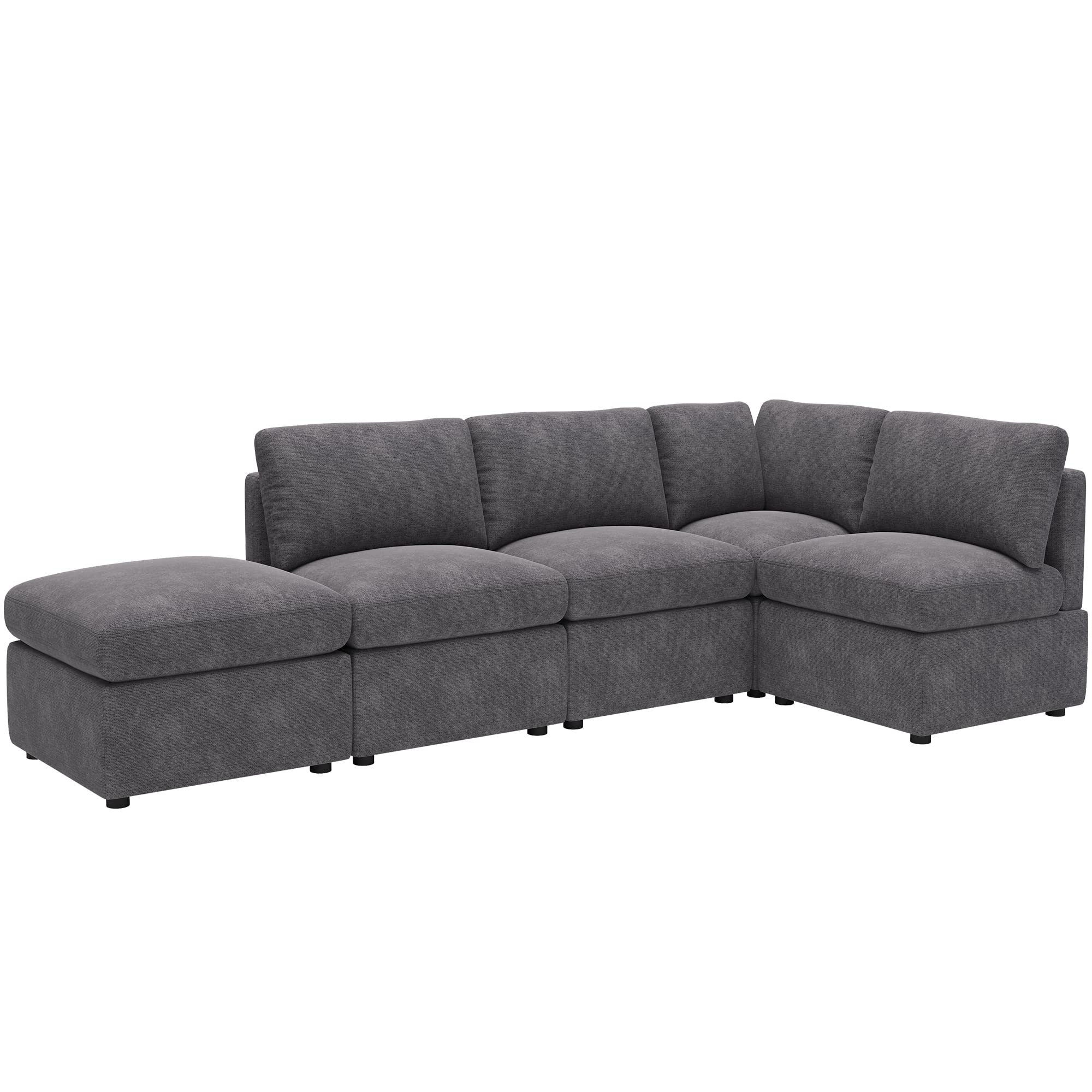 PayLessHere L Shaped Sofa Couch Convertible Sofa 4-Seat Sofa Modular Sectional Sofa Couch for Living Room Bedroom Office,Dark Gray