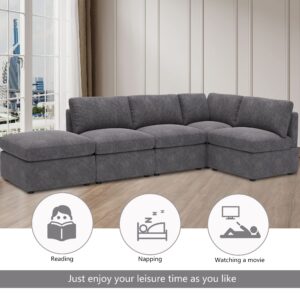 PayLessHere L Shaped Sofa Couch Convertible Sofa 4-Seat Sofa Modular Sectional Sofa Couch for Living Room Bedroom Office,Dark Gray