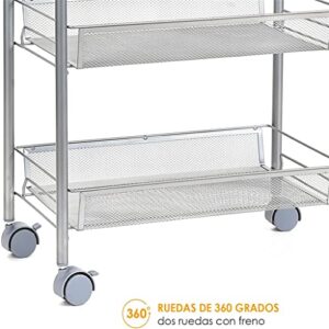 XXXDXDP Multipurpose Metal Mesh Carts with Rolling Storage and Rack 4 Floors Silver Gray