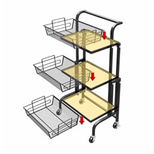 XXXDXDP Trolley Stall Parallel Folding Portable Shelf Floor Kitchen Multifunction Storage Rack Kitchen Organizer Metal Stand