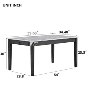 HomSof 7-Piece Dining Table with 2 Drawers, Black+White 1