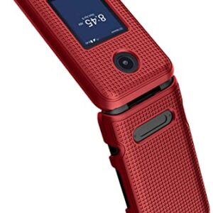 Case for Consumer Cellular Verve Snap Flip Phone, Nakedcellphone Slim Hard Shell Protector Cover with Grid Texture for for Z2336CC - Red