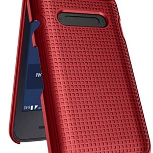 Case for Consumer Cellular Verve Snap Flip Phone, Nakedcellphone Slim Hard Shell Protector Cover with Grid Texture for for Z2336CC - Red