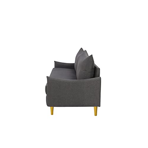 LCH 66.9" Modern Fabric, Upholstered Wood Base-Two-Cushion Design Furniture Suitable for Small Spaces, Living Room, Office, Soft Couch Easy to Install (Dark Grey, Loveseat), Sofa