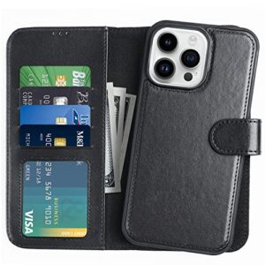 dorismax iphone 14 pro wallet case,detachable flip folio cover rfid blocking 4 card slots holder premium pu leather magnetic kickstand shockproof protective phone case for iphone 14 pro 6.1" black