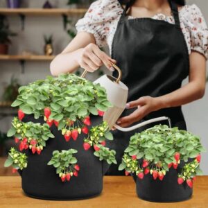 iPower 2-Pack 10 Gallon Strawberry Grow Bags, Vegetables Pots with 8 Planting Holes, Thickened Breathable Nonwoven Fabric with Handles, for Gardening