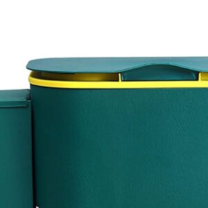 Hanging Trash Can with Lid, Kitchen Trash Can Plastic Wall Mounted Folding Waste Bin Garbage Container for Kitchen, Car, Bathroom, (Green Black)