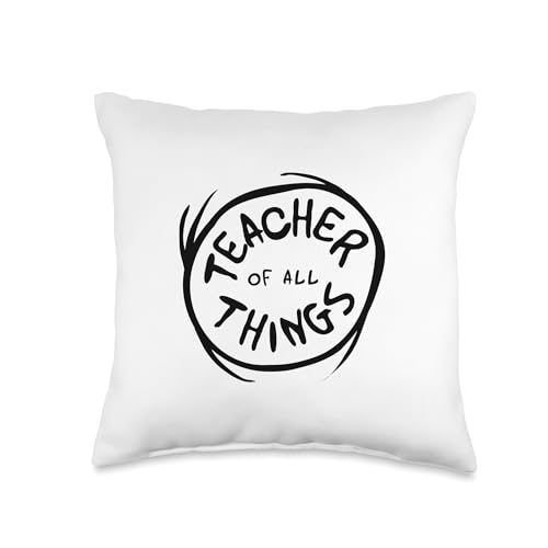 Dr. Seuss Teacher of All Things Emblem RED Throw Pillow, 16x16, Multicolor