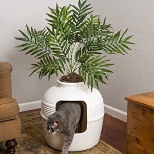 Good Pet Stuff, The Original Hidden Litter Box, Artificial Plants & Enclosed Cat Planter Litter Box, Vented & Odor Filter, Easy to Clean, White Birch