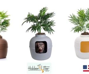 Good Pet Stuff, The Original Hidden Litter Box, Artificial Plants & Enclosed Cat Planter Litter Box, Vented & Odor Filter, Easy to Clean, White Birch