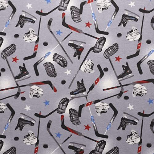 Mook Fabrics Flannel PRT Hockey, Grey