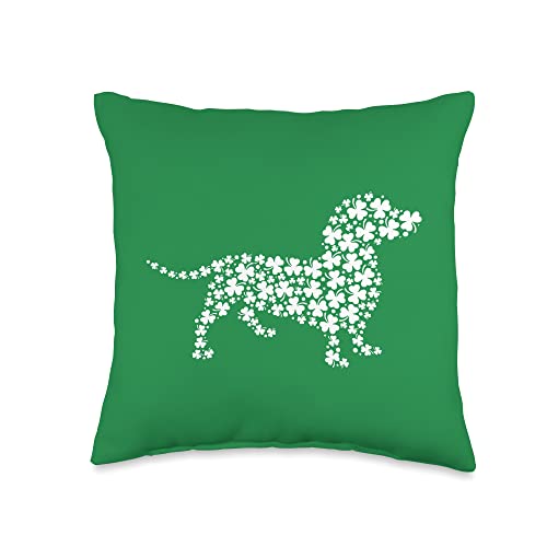 St Patricks Day Dachshund St Patricks Day Ireland Irish Dachshund Dog Lover Throw Pillow, 16x16, Multicolor