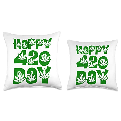 Weed Four Twenty Party Stoner Gift For Weed Lovers Happy 420 4 20 Marijuana Smoking 4/20 Weed Cannabis Day Throw Pillow, 16x16, Multicolor