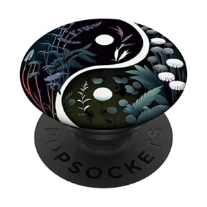 floral yin yang zen flower dualism cosmic spiritual taoism popsockets swappable popgrip