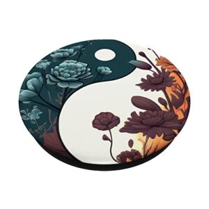 Floral Yin Yang Zen Flower Dualism Cosmic Spiritual Taoism PopSockets Swappable PopGrip