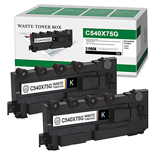 C540X75G Compatible (2 Pack, Black) High Yield Waste Toner Box Replacement for Lexmark C544 and x544 Series Printers Ink Cartridge, Sold by NUC