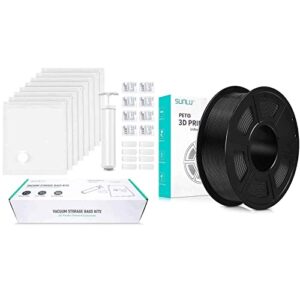 3d printer filament vacuum storage kits and 3d printer petg filament 1kg black, remove moisture from damp filaments, spool storage sealing bags kits, 32 * 34cm(12.59 * 13.38inch)