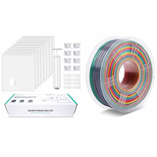 3D Printer Filament Vacuum Storage Kits and 3D Printer PLA Filament 1KG Rainbow, Remove Moisture from Damp Filaments, Spool Storage Sealing Bags Kits, 32 * 34CM(12.59 * 13.38inch)