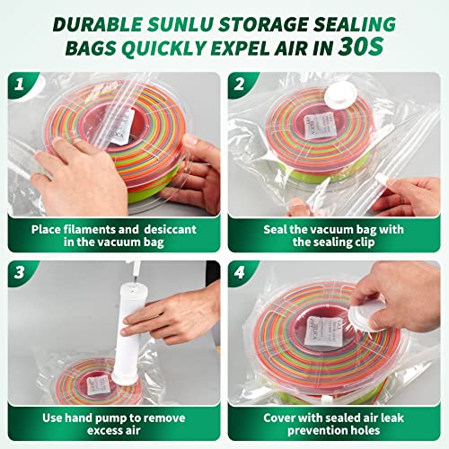 3D Printer Filament Vacuum Storage Kits and 3D Printer PLA Filament 1KG Rainbow, Remove Moisture from Damp Filaments, Spool Storage Sealing Bags Kits, 32 * 34CM(12.59 * 13.38inch)