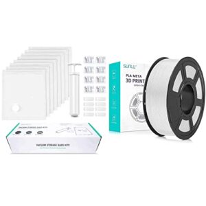 3d printer filament vacuum storage kits and 3d printer pla filament 1kg white, remove moisture from damp filaments, spool storage sealing bags kits, 32 * 34cm(12.59 * 13.38inch)