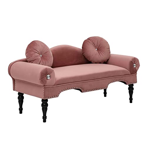 CALABASH Comfy Loveseat Sofa Small Rose Couch Small Spaces, Small Love Seat Bedroom, Mid Century Modern Couches Living Room Dorm Office, 2 Seater Tufted Deep Seat Sofas, 54”W(Pink)