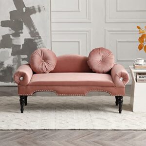 CALABASH Comfy Loveseat Sofa Small Rose Couch Small Spaces, Small Love Seat Bedroom, Mid Century Modern Couches Living Room Dorm Office, 2 Seater Tufted Deep Seat Sofas, 54”W(Pink)