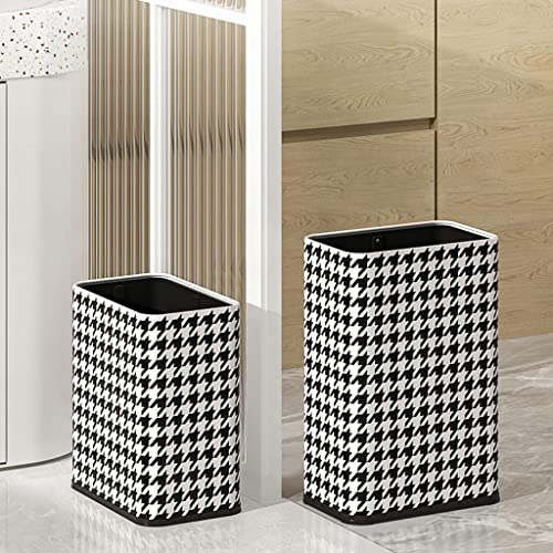 BONAD Bathroom Trash Can Houndstooth Double-Layer No Cover Household Trash Can Living Room Toilet Bathroom Bedroom Crevice Fashion High-Value Trash Can Wastebasket (Color : 8L)