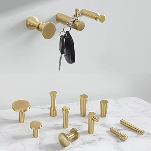 Coat Hook 8 Pack Gold Towel Hook Retro Brushed Brass Wall Robe Hangers with Screws for Bathroom, Bedroom and Kitchen Hanging Coat, Hat, Scarf, Robe & Bag ( Color : B )