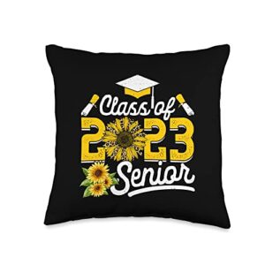 generic sunflower mom girl 23 graduation senior class of 2023 throw pillow, 16x16, multicolor