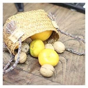 WALTX Round Basket Mini Hand- Woven Seaweed Basket Desktop Storage Basket Simulation Flower Basket Portable Seaweed Basket