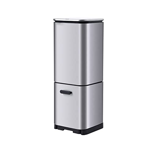 MFCHY Metal Trash Can Big Organizer Stainless Steel Garbage Bin Recycling Storage Household Utilities