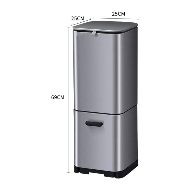 MFCHY Metal Trash Can Big Organizer Stainless Steel Garbage Bin Recycling Storage Household Utilities