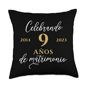 ideas de regalos de aniversario de bodas 2023 divertido 9 años matrimonio 2014 9o aniversario de boda throw pillow, 18x18, multicolor